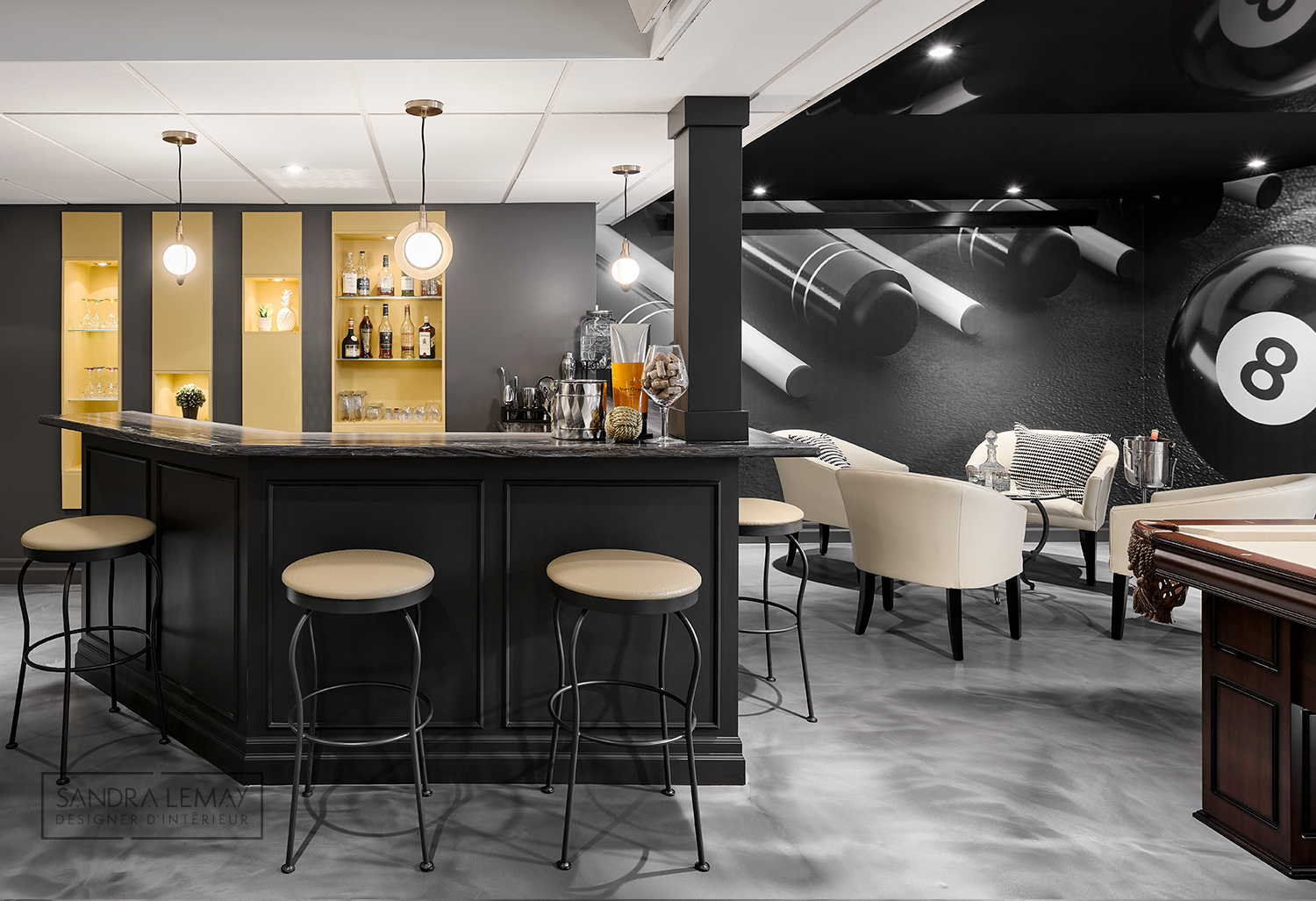 Rénovation Sous-sol chic et moderne | Sandra Lemay Designer d’intérieur